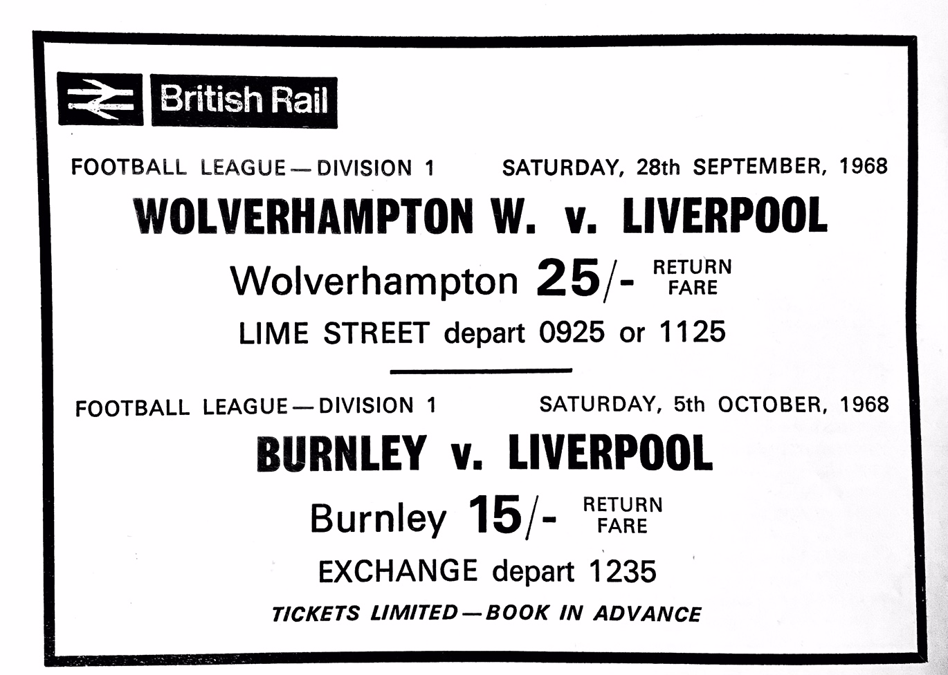 Matchdetails from Burnley - Liverpool played on Saturday 5 October 1968 ...