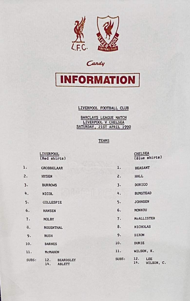 Chelsea 21 Apr 1990 - LFChistory.net
