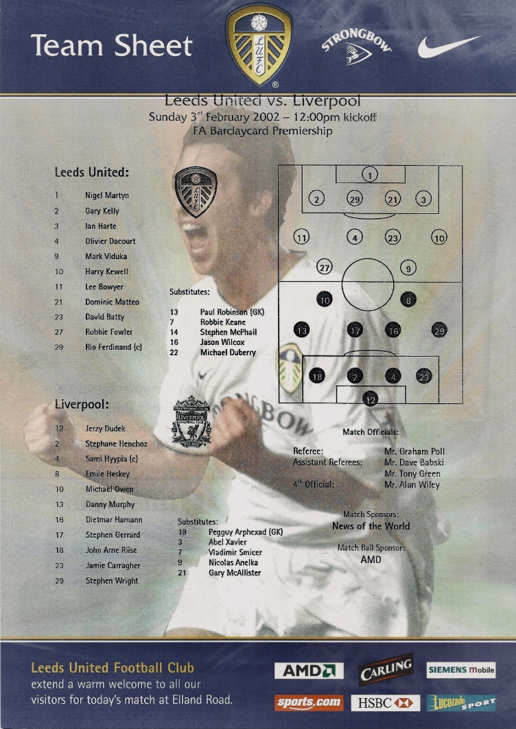 Leeds United 03 Feb 2002 - LFChistory.net