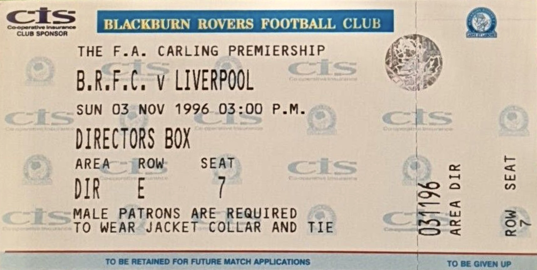 Blackburn Rovers 03 Nov 1996 - LFChistory.net