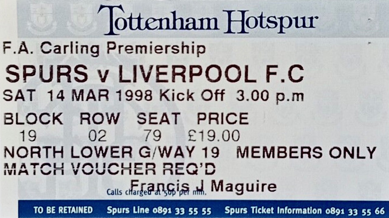 Tottenham Hotspur 14 Mar 1998 - LFChistory.net