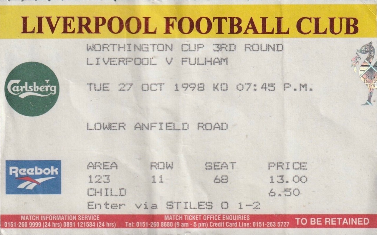 Fulham 27 Oct 1998 - LFChistory.net