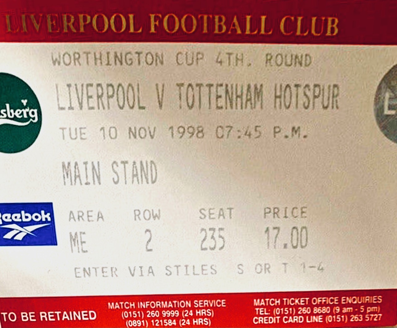 Tottenham Hotspur 10 Nov 1998 - LFChistory.net