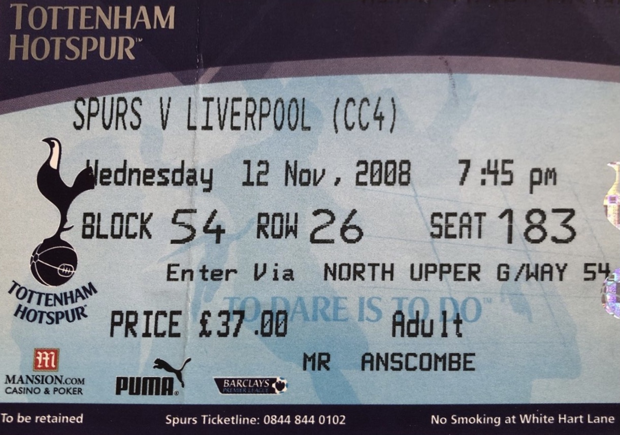 Tottenham Hotspur 12 Nov 2008 - LFChistory.net