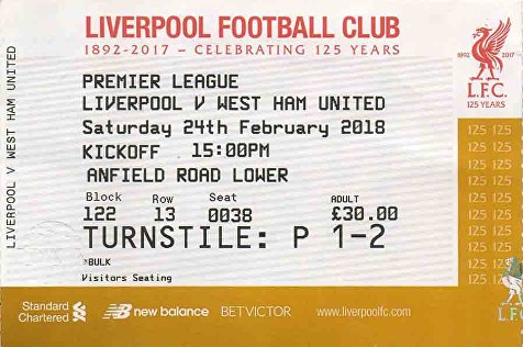 West Ham United 24 Feb 2018 - LFChistory.net