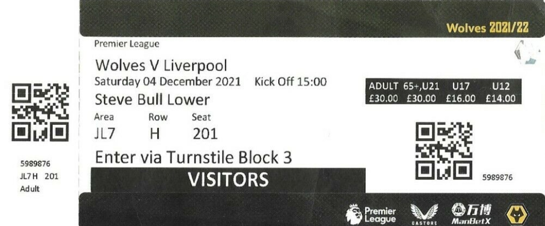 Matchdetails from Wolves - Liverpool played on Saturday 4 December 2021 ...