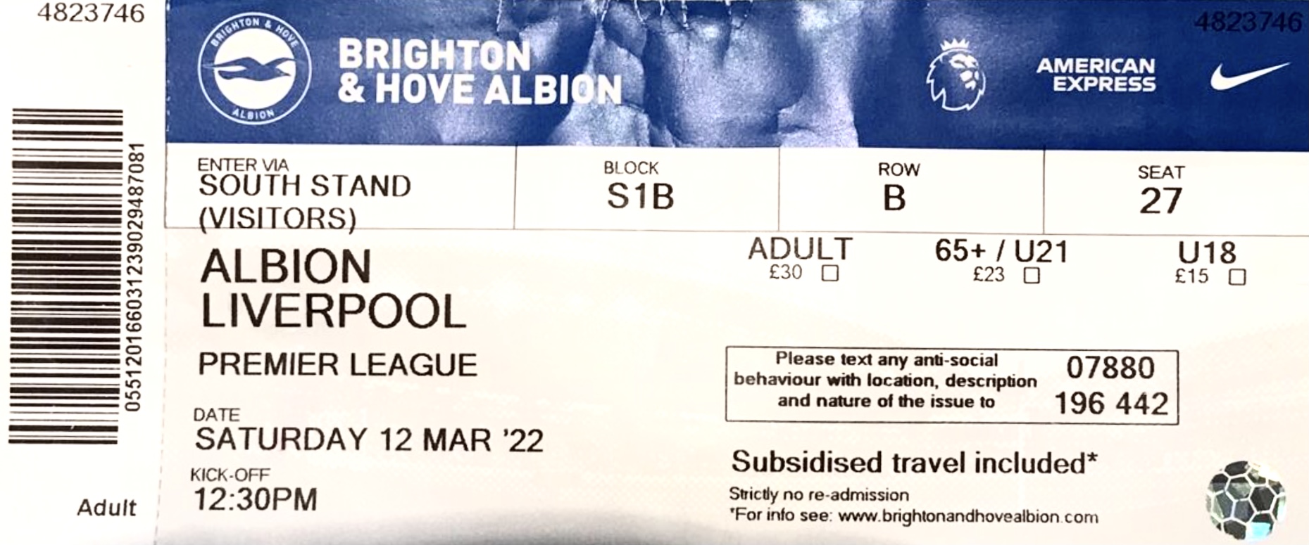 Brighton & Hove Albion 12 Mar 2022 - LFChistory.net