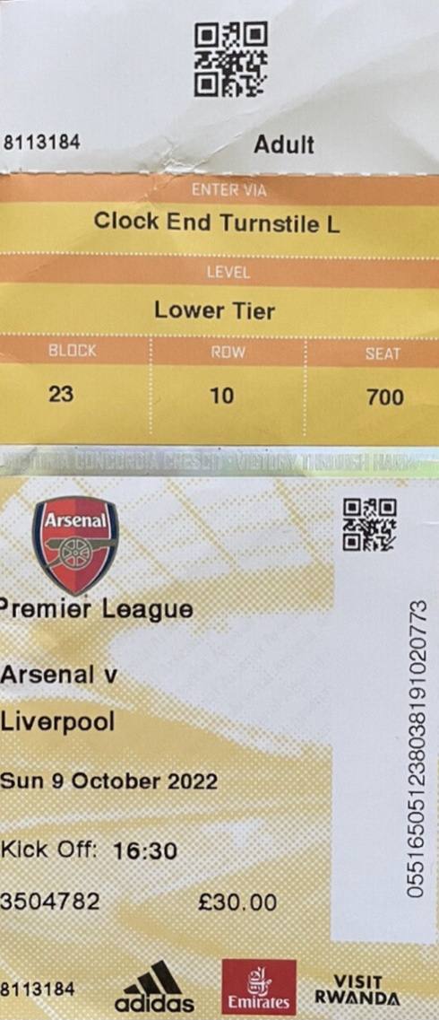 Arsenal 09 Oct 2022 - LFChistory.net