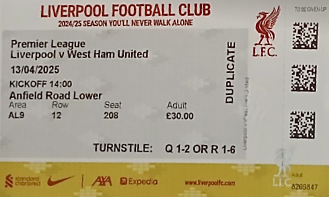 West Ham United 13 Apr 2025 - LFChistory.net