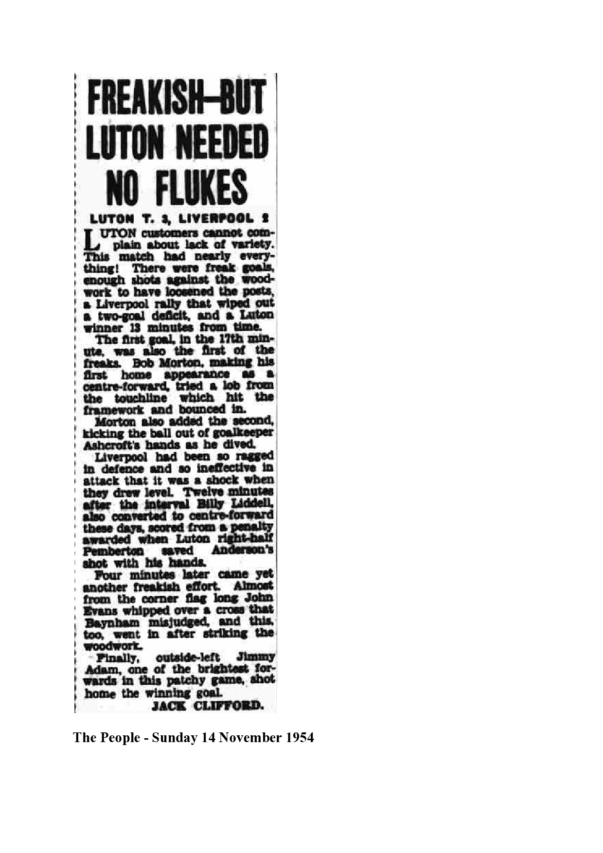 Matchdetails from Luton Town - Liverpool played on Saturday 13 November ...