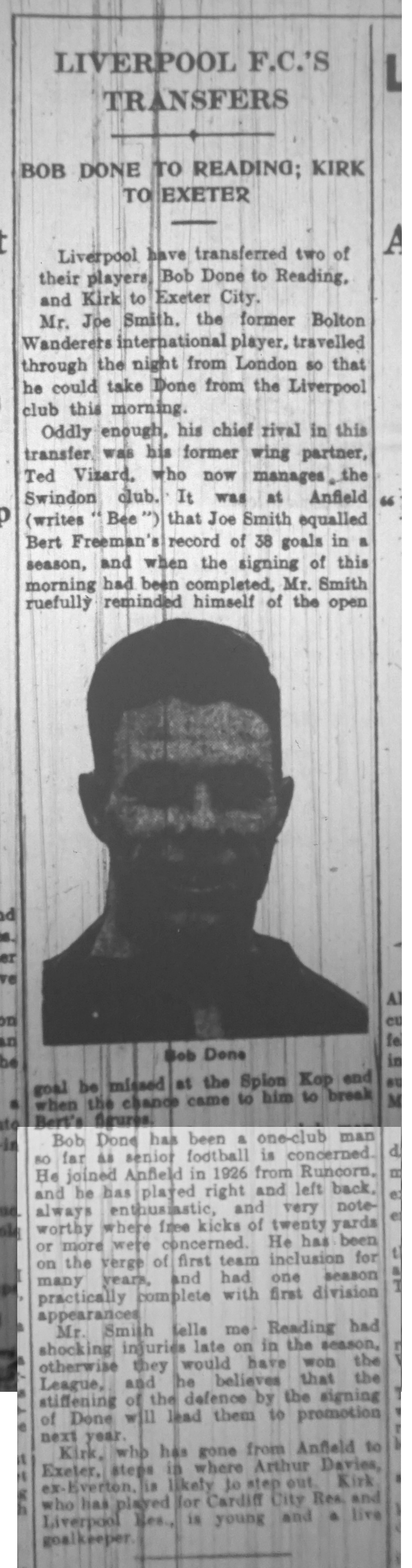 Liverpool career stats for Bob Done - LFChistory - Stats galore for ...