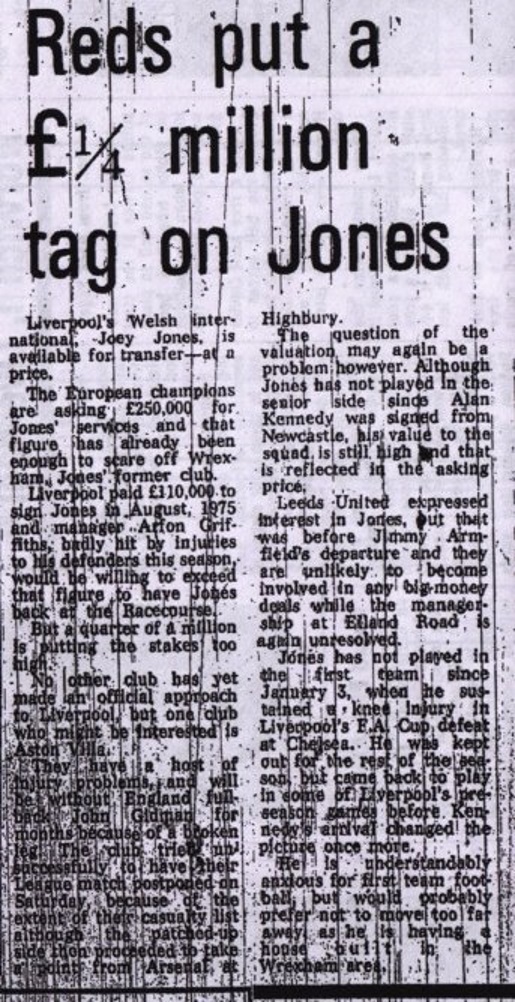 Liverpool career stats for Joey Jones - LFChistory - Stats galore for ...