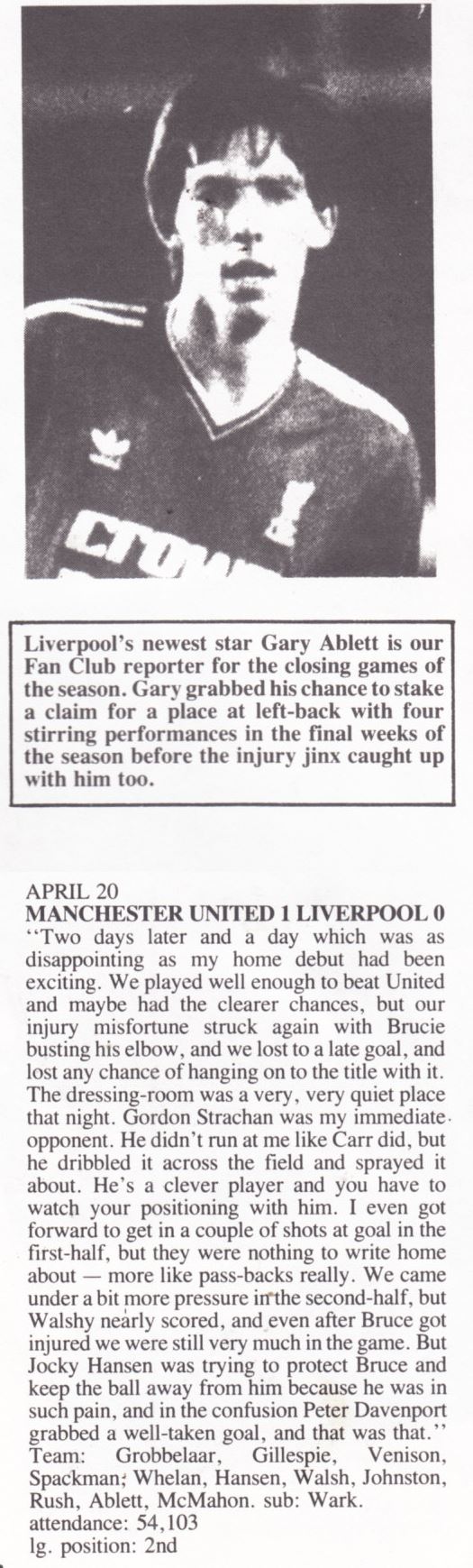 Liverpool career stats for Gary Ablett - LFChistory - Stats galore for ...