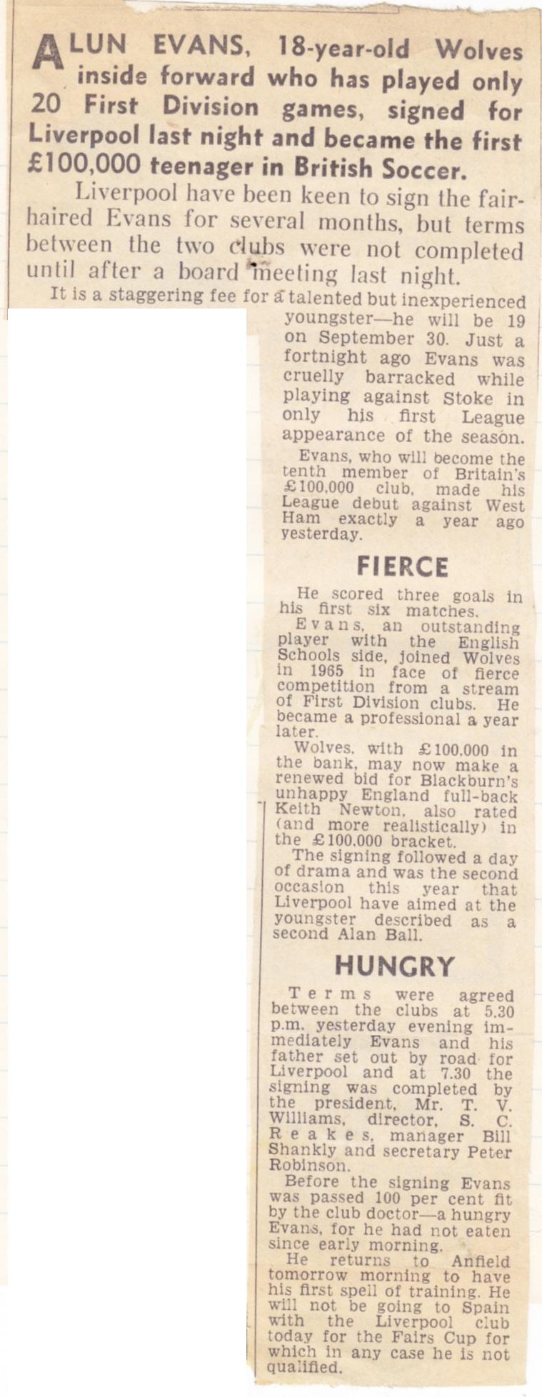 Liverpool career stats for Alun Evans - LFChistory - Stats galore for ...