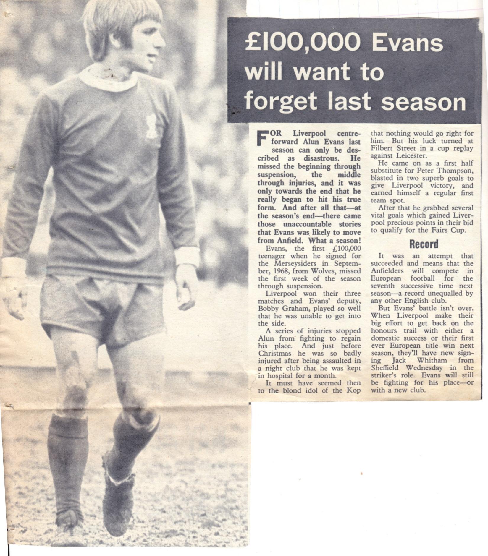 Liverpool career stats for Alun Evans - LFChistory - Stats galore for ...