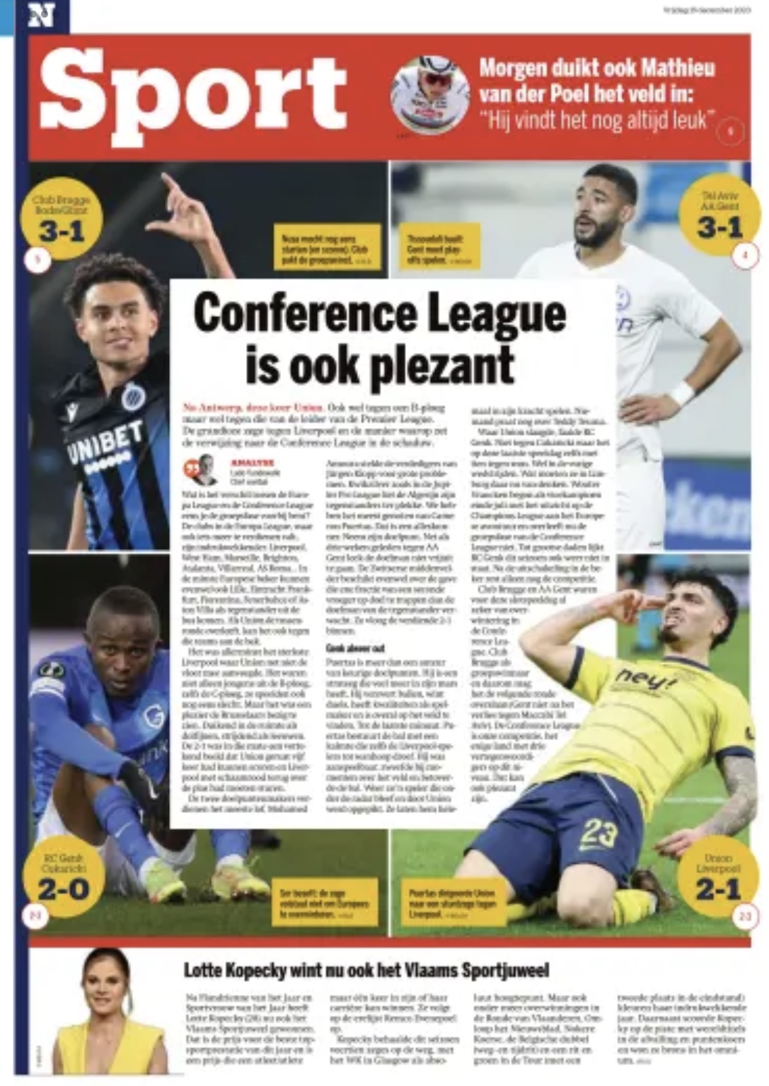 Matchdetails from Union SG - Liverpool played on Thursday 14 December ...