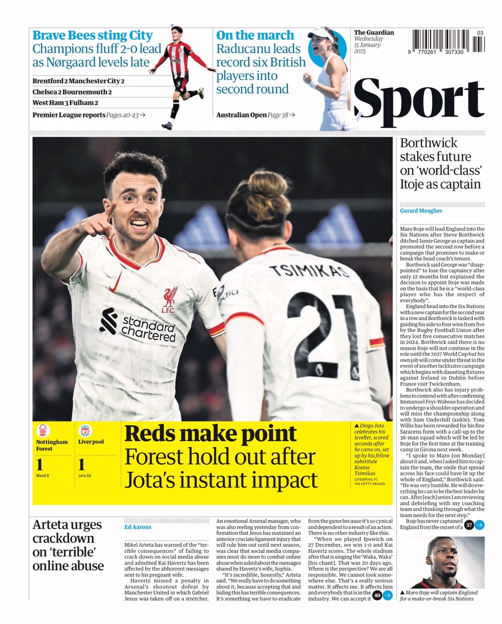 Matchdetails from Nottingham Forest - Liverpool played on Tuesday 14 ...