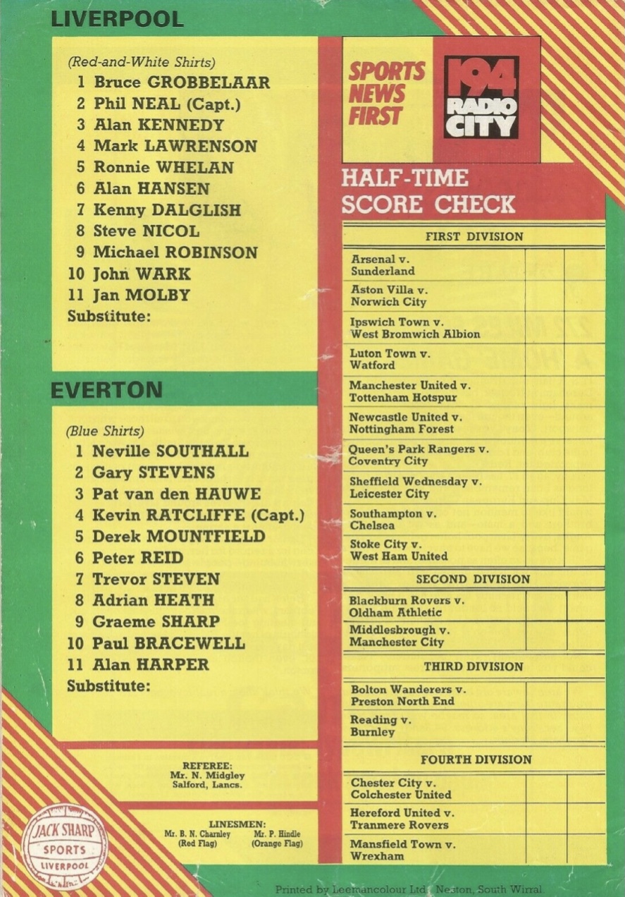 Everton 20 Oct 1984 - LFChistory.net