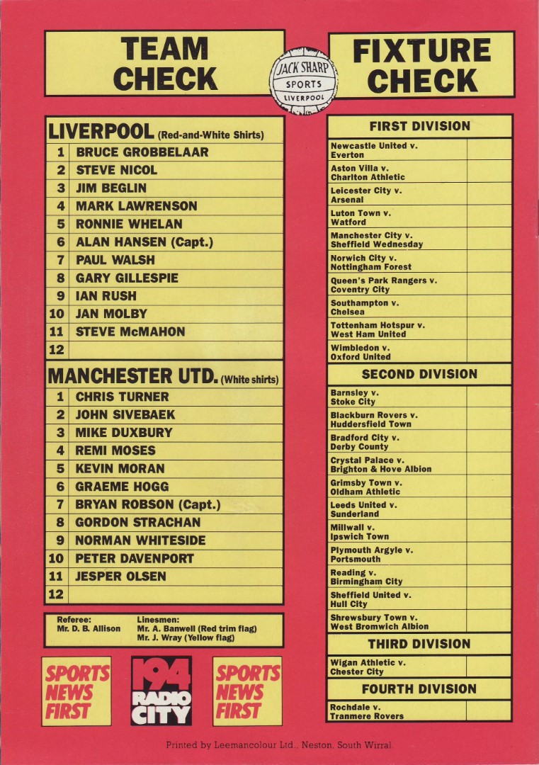 Manchester United 26 Dec 1986 - LFChistory.net