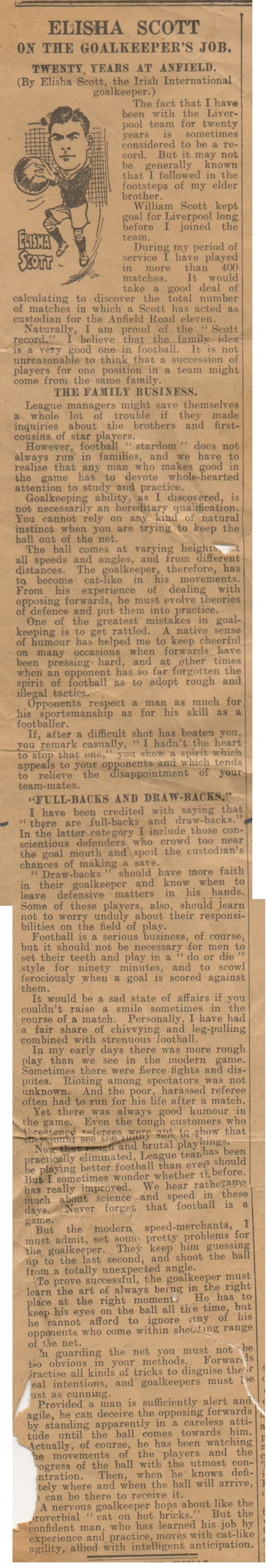 Liverpool career stats for Elisha Scott - LFChistory - Stats galore for ...