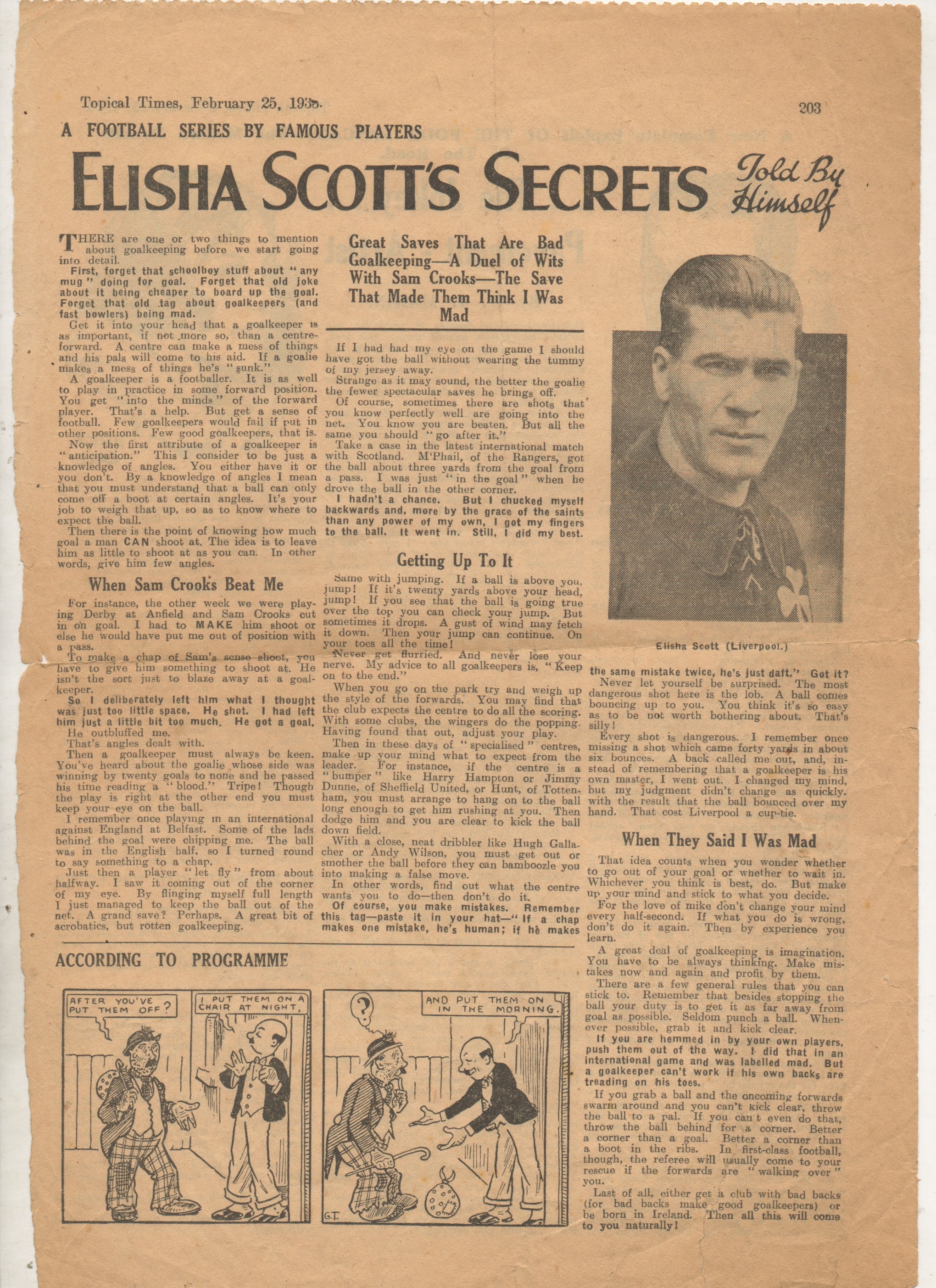 Liverpool career stats for Elisha Scott - LFChistory - Stats galore for ...