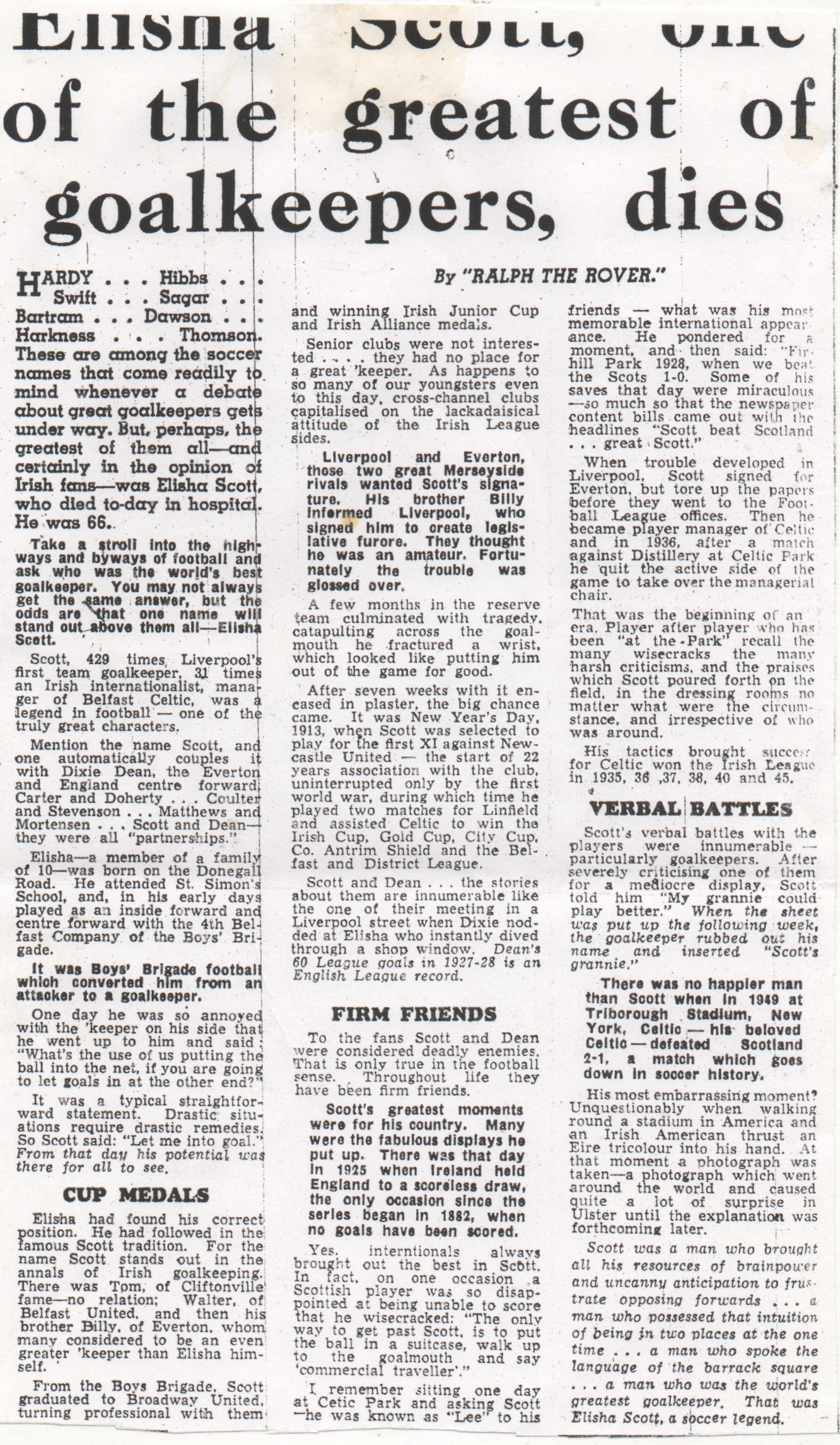 Liverpool career stats for Elisha Scott - LFChistory - Stats galore for ...