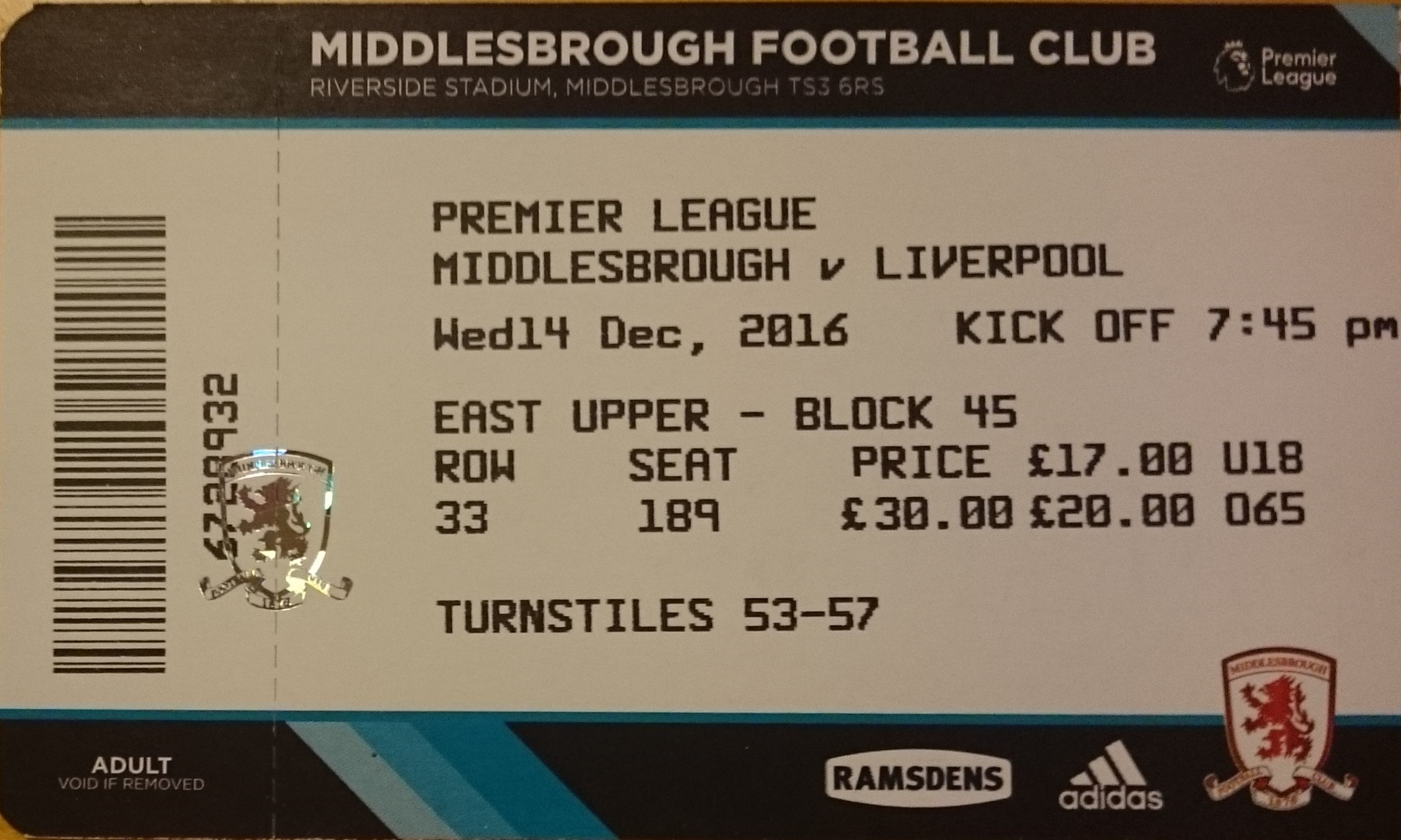 Middlesbrough 14 Dec 2016 - LFChistory.net