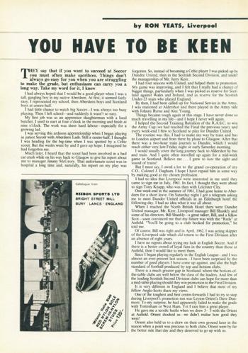 You have to be keen, says Ron Yeats - Football Monthly October 1962